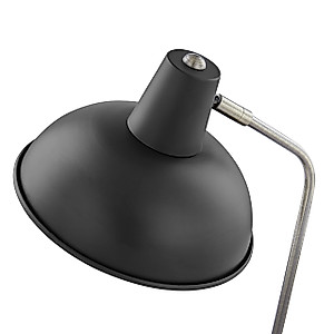 Light Society LS-T261-BK Hylight Black Retro Desk Lamp with Antique Brass Details, Mid Century Modern Vintage Style