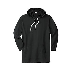 KingSize Men's Big & Tall Fleece Longer-Length Pullover Hoodie - 2XL, Black