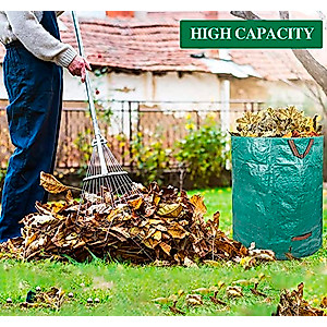 72 Gallons Garden Bag Collapsible Reuseable Heavy Duty Garden Waste Bags for Lawn Yard Leaf Trash Debris Garden bags with Gardening Gloves(3-Pack)