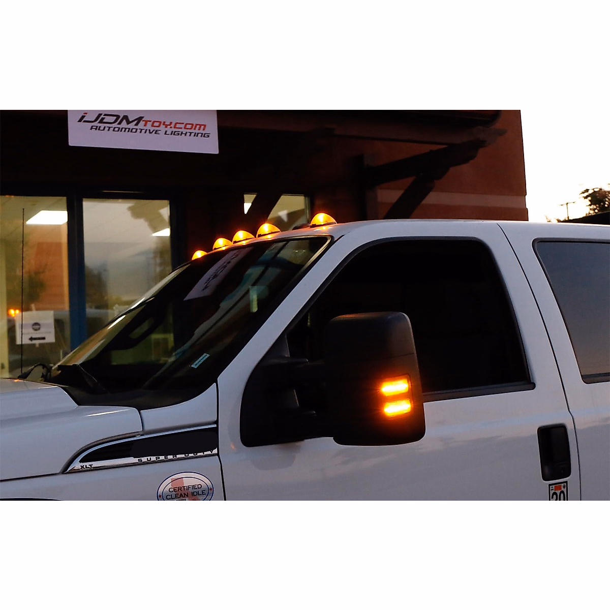 iJDMTOY Smoked Lens Switchback LED Side Mirror Marker Lamps Compatible With 2008-16 Ford F250 F350 F450 Super Duty, (2) Smoked Lens, White LED Parking Light, Amber LED Turn Signal Light