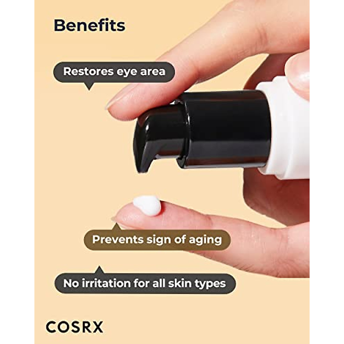 COSRX Advanced Snail Peptide Eye Cream with 73.7% Snail Mucin + 2% Niacinamide, 0.85 fl.oz / 25ml | Brightening Night Cream for Fine Lines & Dark Circles, Korean Skin Care, Not Tested on Animals