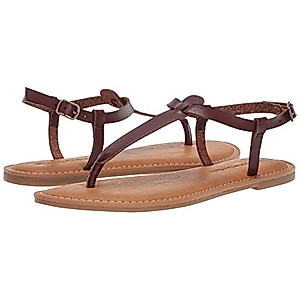 Amazon Essentials Women's Casual Thong Sandal with Ankle Strap, Brown, 7