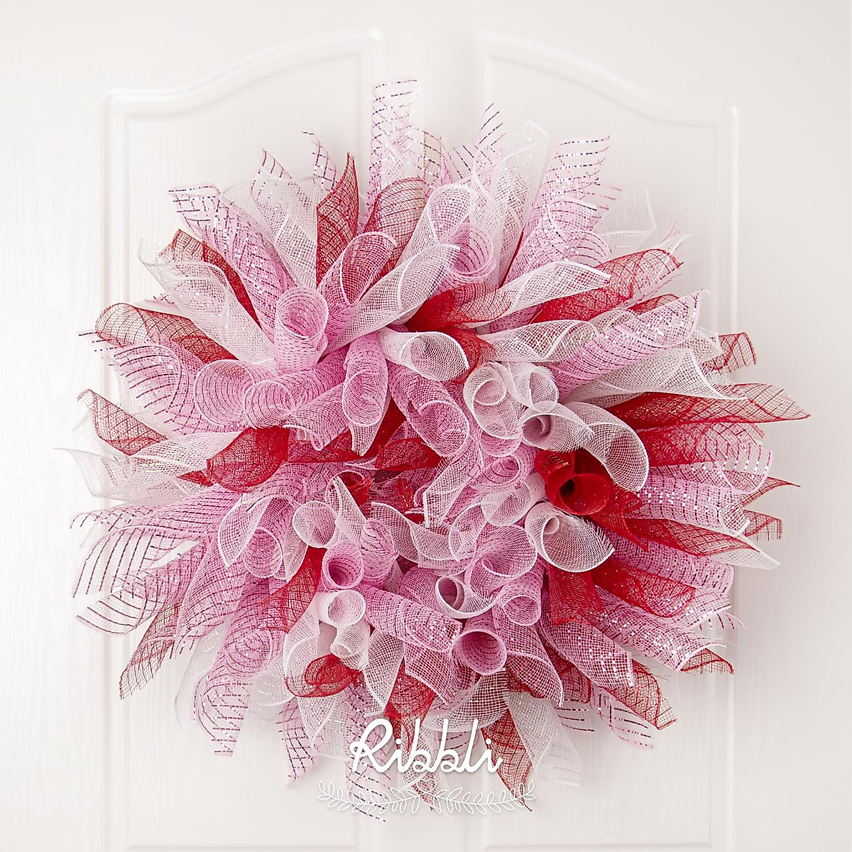 Ribbli White Metallic Mesh Ribbon,10 inch x 30 feet(10Yard), White with Silver Foil, Christmas Ribbon for Wreath Swags and Christmas Tree Decoration