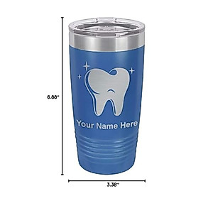 LaserGram 20oz Vacuum Insulated Tumbler Mug, Tooth, Personalized Engraving Included (Dark Blue)