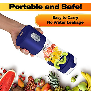 Compuaddict - Personal Blender Shakes and Smoothies 13 OZ Individual Mini Blender USB Rechargeable Fresh Juice Portable Blender Travel Blender (Blue)
