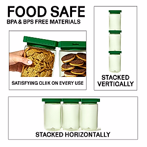 Cliik 3-Pack Magnetic Stackable Kitchen Containers, Jars for Organization and Storage, Kitchen Storage & Pantry Organizer with Lid, Shatterproof, Leakproof & Airtight