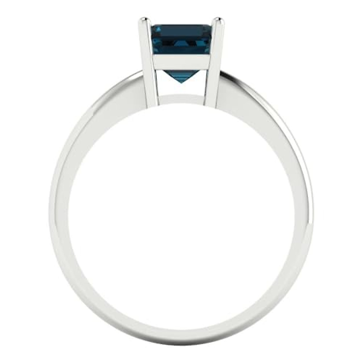 Clara Pucci 1.0 ct Asscher Cut Solitaire Natural London Blue Topaz Engagement Bridal Promise Anniversary Ring 18K White Gold Size 3.5