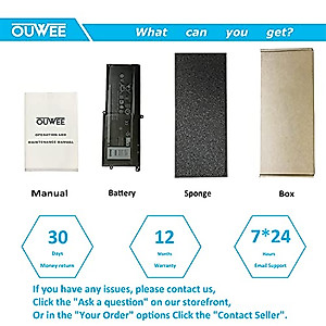 OUWEE DT9XG Laptop Battery Compatible with Dell Alienware Area-51m R1 R2 D1968W D1968B D1969PW D1733B D1746W D1735DB D1733PB D1766W D1748DW D1746B D1766B D1741DB Series 07PWKV 0KJYFY 11.4V 90Wh