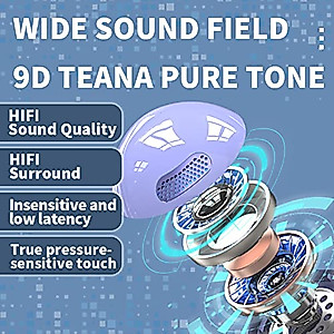 Wireless Earbuds Bluetooth in Ear Light-Weight Headphones Built-in Microphone Immersive Premium Sound with Charging Case purp