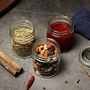 Esrentle 16 Pack 8 oz Mason Jars with Regular Airtight Lids - Glass Canning Jars 8 oz, Mini Mason Jars for Jam, Jelly, Honey, Overnight Oats, Party Favors, Shower Favor, Separable Lids