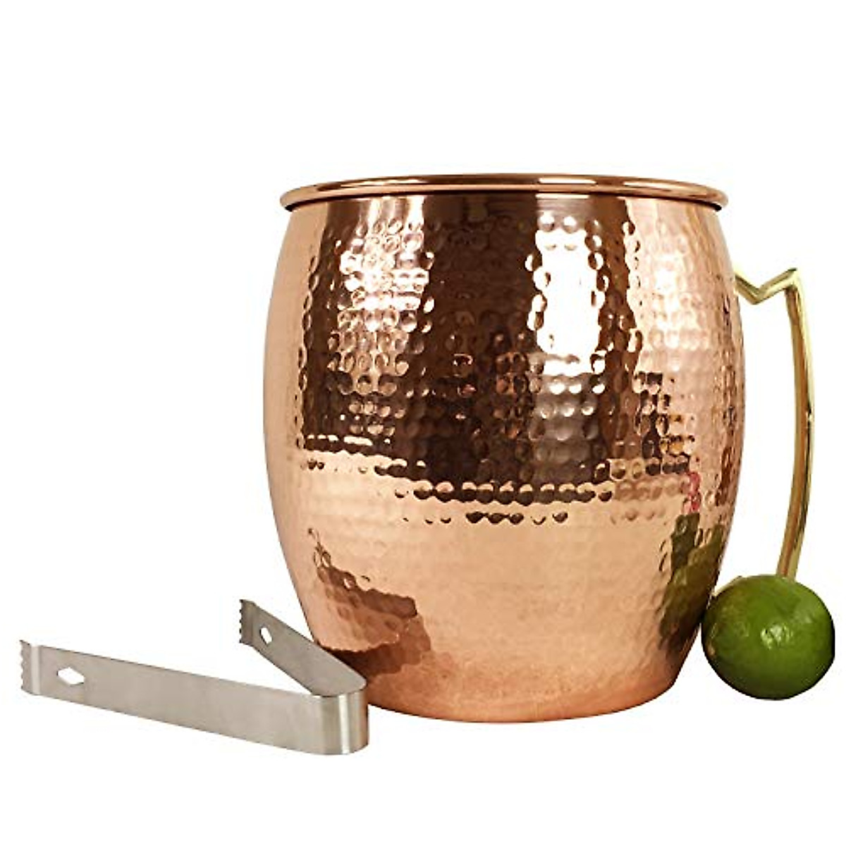 Pure Hammered Copper Ice Bucket with Tongs - 1.3 Gallon Champagne and Wine Bucket Cooler - 5 Quart Ice Buckets for Parties by Lifestyle Banquet