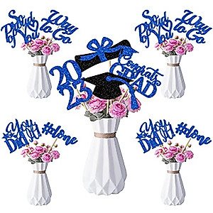 Graduation Centerpieces for Tables 2023 Blue, Glitter Class of 2023 Graduation Table Decorations, High School Graduation Party Centerpiece Sticks Supplies, Graduation Party Decorations 2023 Blue, 24Pcs