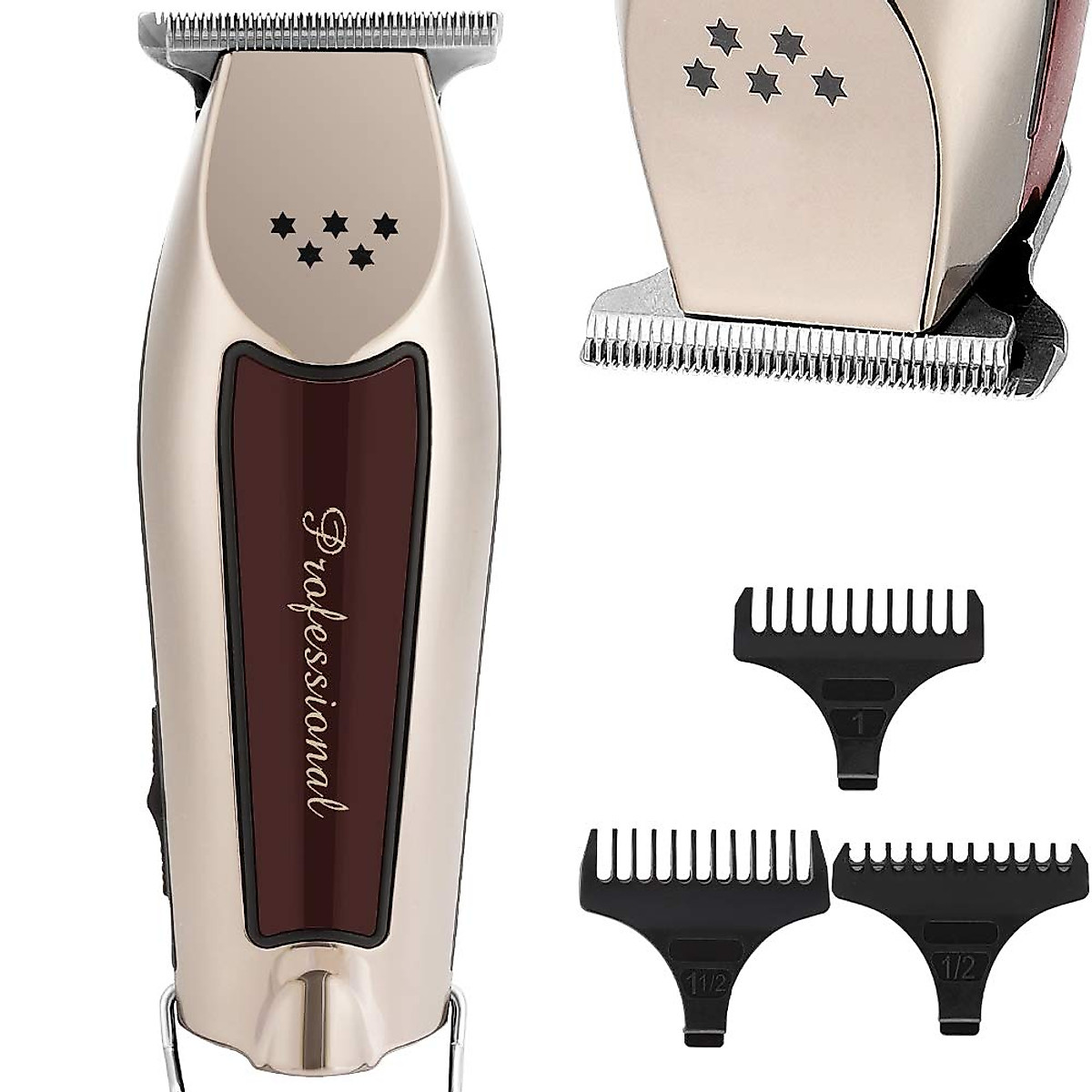 FILFEEL T-Blade Trimmer, Cordless Precision Trimmer for Lining & Close Trimming, Professional Hair Cutting Kit for Barbers and Stylists (Silver)