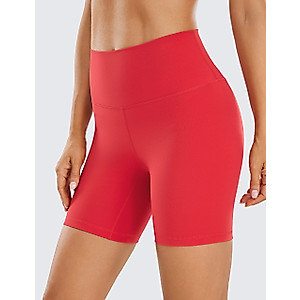 CRZ YOGA Women's Brushed Naked Feeling Biker Shorts 6'' - High Waist Matte Workout Gym Running Spandex Shorts Crimson X-Small