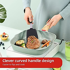 Hvanam Silicone Spatula Turner Set Large And Thin Flipper Spatulas Heat Resistant 600 ° F Slotted Flexible Turner Cooking Utensils For Nonstick Cookware Egg,Pancake,Fish,Omelette,Hamburger (3 Pack)