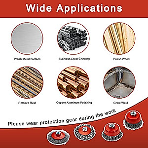 AUPREX Wire Wheel for 4 1/2 Angle Grinder, 4 Inch Knotted Coarse Crimped Wire Wheels, 3 Inch Knotted Coarse Crimped Wire Cup Brush, Angle Grinder Wire Wheel Cup Brush Set with 5/8-11UNC Threaded Arbor