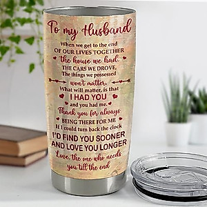 SANDJEST Valentines Day Gift for Him Tumbler 20oz Stainless Steel Double Wall Insulated Couple Travel Mug Gifts for Husband Wedding Birthday Christmas Anniversary Tumbler Gifts for Men