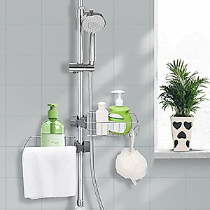 NCARSTER Stainless Steel Faucet Rack, 2 Pcs Kitchen Sink Caddy Faucet Rack with Hook - Detachable Scrubbers Soap Hanging Faucet Drain Rack for Bathroom (Silver -M)