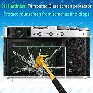 ULBTER Screen Protector for Fujifilm X-E4 X100V Fuji XE4 X-100V Camera & Hot Shoe Cover, 0.3mm 9H Hardness Tempered Glass Saver Anti-Scrach Anti-Bubble [3Pack]