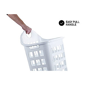 United Solutions Rolling Hamper with Built-In Handle, Two Bushel Capacity Holds 3 Loads of Laundry, Smooth-Gliding Thermo-Rubber Wheels, White, Ventilated Design