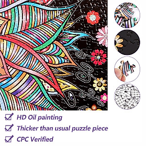 Bgraamiens Puzzle-Flower Whisper-1000 Pieces Round Puzzle Color Challenge Jigsaw Puzzles for Adults and Kids