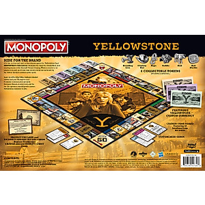 Monopoly: Yellowstone | Buy, Sell, Trade Spaces Featuring Locations from The Paramount Network Show | Collectible Classic Monopoly Game | Officially-Licensed, Yellowstone Game & Merchandise, 6 players