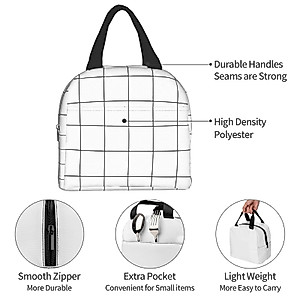 White Checkered Bags, Reusable Snack Bag Food Container For Boys Girls Men Women School Work Travel Picnic Waterproof Outdoors Game Handbags For Adults