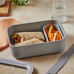 Caraway Glass Food Storage, 6.6 Cup Glass Container,Ceramic Coated Food Container,Easy to Store, Non Toxic, Non Stick Lunch Box Container with Glass Lids. Dishwasher, Oven,Square Shape,Sage