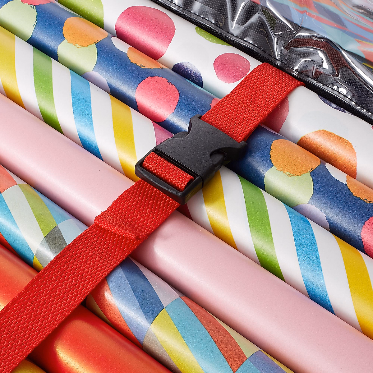 Casafield Wrapping Paper Storage Container, Premium Canvas Gift Wrap Organizer Box and Under Bed Storage Bag with Interior Pockets - Black