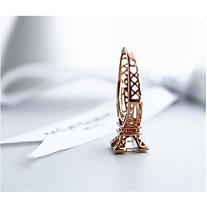 Gold Plated Solitaire Style Eiffel Tower Ring with AAA Round Cubic Zircon Crystal Wedding Engagement Ring Fashion Jewelry for Women (7.5)