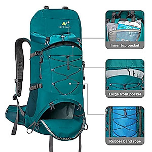 N NEVO RHINO Waterproof Hiking Backpack 50L/60L, Camping Backpack with Rain Cover, Hiking Travel Mountaineering Backpack