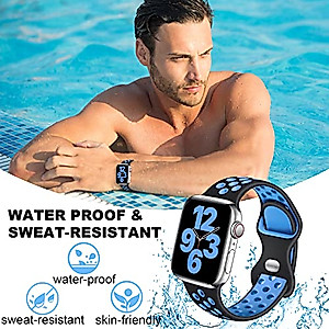 Gulemfy Compatible with Apple Watch Band - Silicone Sport Bands 42mm 44mm 45mm 49mm 38mm 40mm 41mm Man Women, Breathable Strap Replacement for iWatch Series SE 8 7 6 5 4 3 2 1 / Black