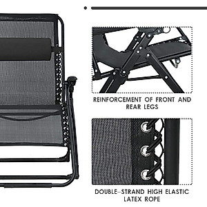 Oversized Zero Gravity Chair, 420 lbs Weight Capacity Patio Lounge Chair XL Folding Outdoor Indoor Adjustable Recliner Chair with Cup Holder Tray and Pillows for Pool, Beach, Lawn, Deck, Yard, Camping