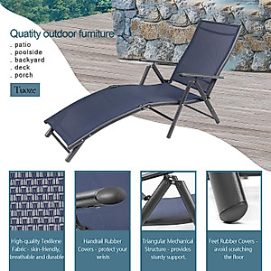 Tuoze Outdoor Chaise Lounge Chairs Patio Furniture Adjustable Folding Recliner Chair Set of 2 Foldable Tanning Chair Sunbathing for Pool, Beach, Yard, Balcony (Blue)