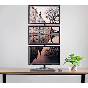 VIVO Triple Vertical LCD Monitor Height Adjustable Desk Mount Stand for 3 Screens up to 27 inches STAND-V003D