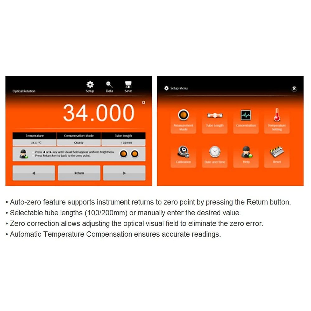 CNYST Semiautomatic Polarimeter Lab Polarimeter with Range ±90°±130°Z Accuracy ±0.02°±0.05°Z 4.5" Color Touch Screen 100 Data Sets Stored 1 to 3 Point Calibration White