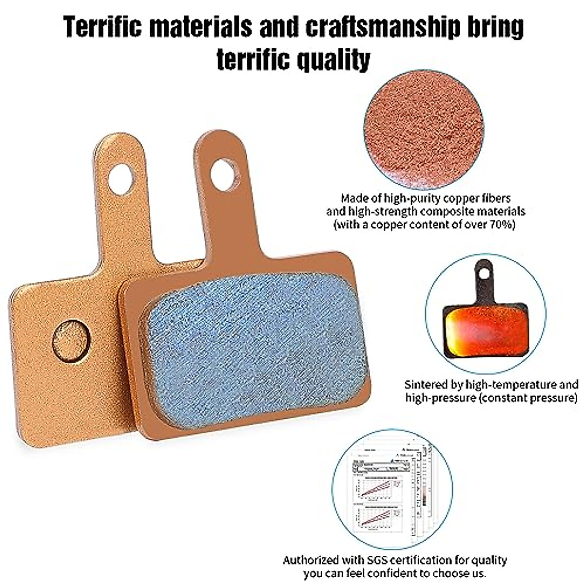 4 Pairs Sintered Metal MTB Bike Brake Pads, Ebike Scooter Brake Pads Electric Scooter Brake Pads Electric Bike Brake Pads, Compatible for Trp Tektro Shimano Brake Pads MT200 M355 M446 M315 M365