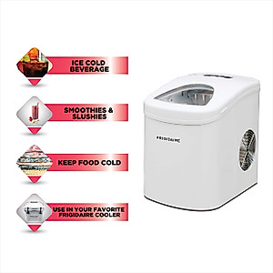 Frigidaire Portable Countertop EFIC108-WHITE Maker, Freestanding, 26LB ice per Day, White