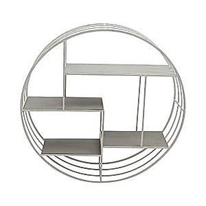 Sagebrook Home 11050 Round Wood/Metal Wall Shelf Gray/White, Grey