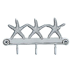 Basic Spirit Pewter Tripple Hook - Starfish - Home Decorative Gift, Coat, Scarf, Bags and Bath Towel Hangers