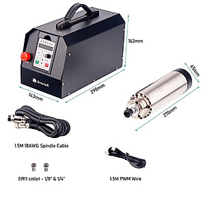 AnoleX 110V 1.5KW CNC Spindle Motor Kits, Φ65mm Air Cooled VFD Spindle with ER11 Collets for CNC Router Machine