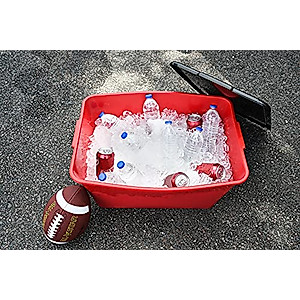 SIMPLYKLEEN 14.5-gal. (58-qt.) Plastic Storage Containers with Lids, Fan-Tastic Storage Bins Red/Black (Pack of 4)