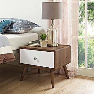 Modway Transmit Mid-Century Modern Nightstand or Side Accent Table in Walnut