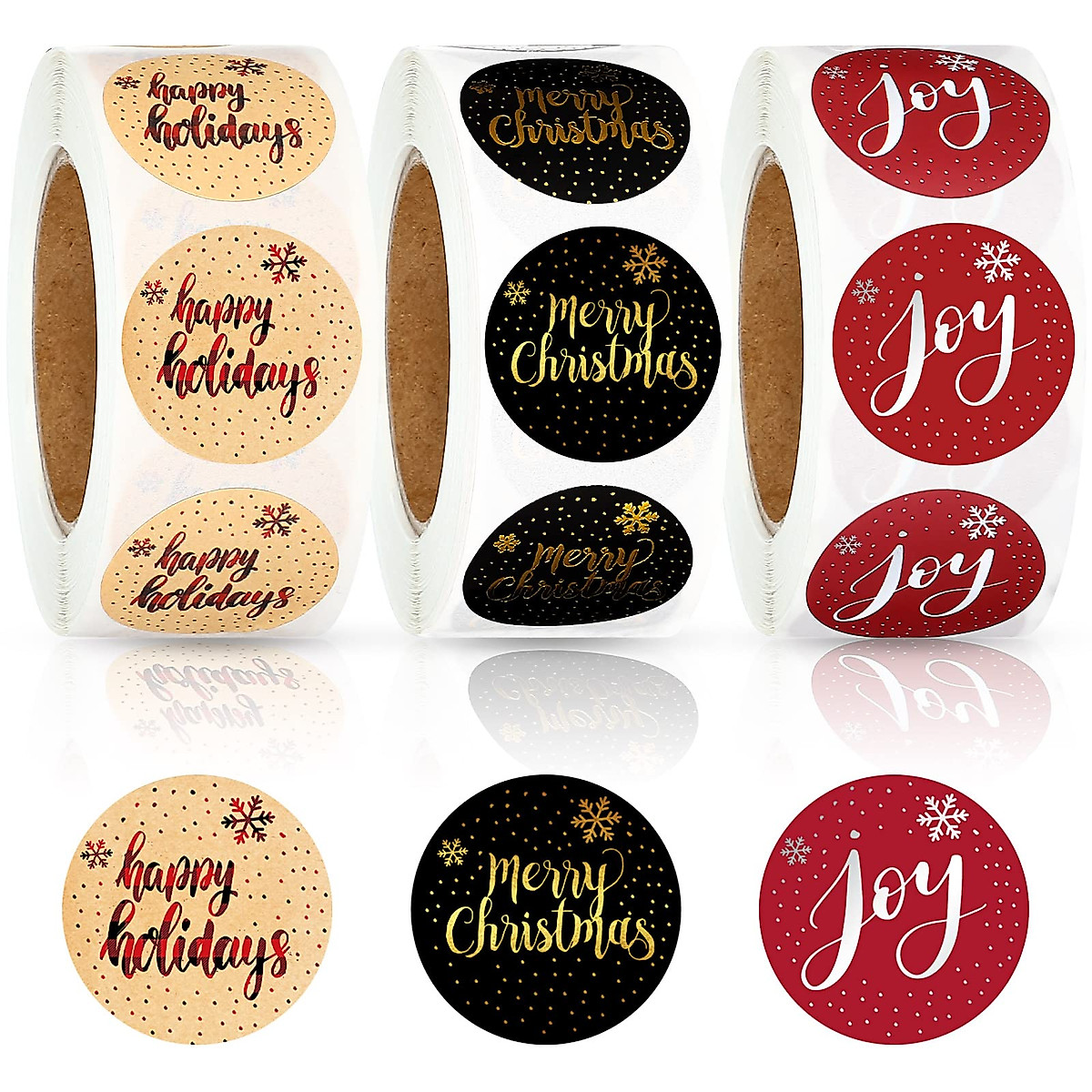 1500 Pieces Joy Christmas Stickers for Envelopes Self-Adhesive Merry Christmas Sticker 1 Inch Round Happy Holiday Package Stickers Xmas Seal Labels Christmas Stickers Gift Wrapping Cards Decoration