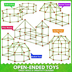 YEEBAY Fort Building Kit for Kids Age 5,6,7,8-Year-Old Boys & Girls, 120 pcs Forts Builder Creative Fort Toy for DIY Castles, Tunnels, Play Tent, Rocket, Tower Indoor & Outdoor