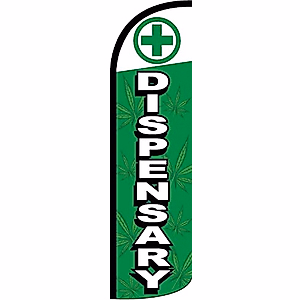 4 Less Co DISPENSARY Windless Swooper Flag Feather Banner Sign 3x11.5 ft Tall (Flag Only) gq