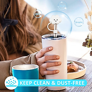 Bubbola 4Pcs Cloud Straw Tip Covers, Dust-Proof Straw Cap Toppers, Reusable Silicone Soft Protector Cover for 0.3 inch/8mm Straws