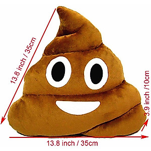 HongMall Cute Plush Poop Pillow Cushion Toy Throw Pillows Gift for Friends, Kids and Dogs, 13.8x13.8 Inch (Brown)