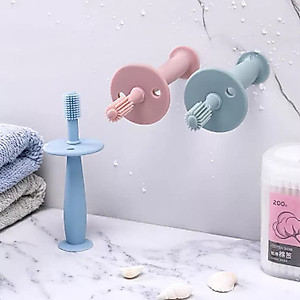 Teething Egg ToothieBrush Set of 2 (Pink) - Silicone Baby Toothbrushes for Kids with Suction Base, Choke Guard | Flexibile Infant to Toddlers 1-2 Years Old 360 Degree Child Tooth Brush and Teether