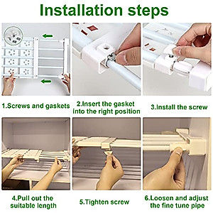 Expandable Closet Tension Shelf - Adjustable Shelves for Closet Organization Easy Installation Divider Separator Metal Tension Rod Shelf for Cabinet Kitchen Bathroom